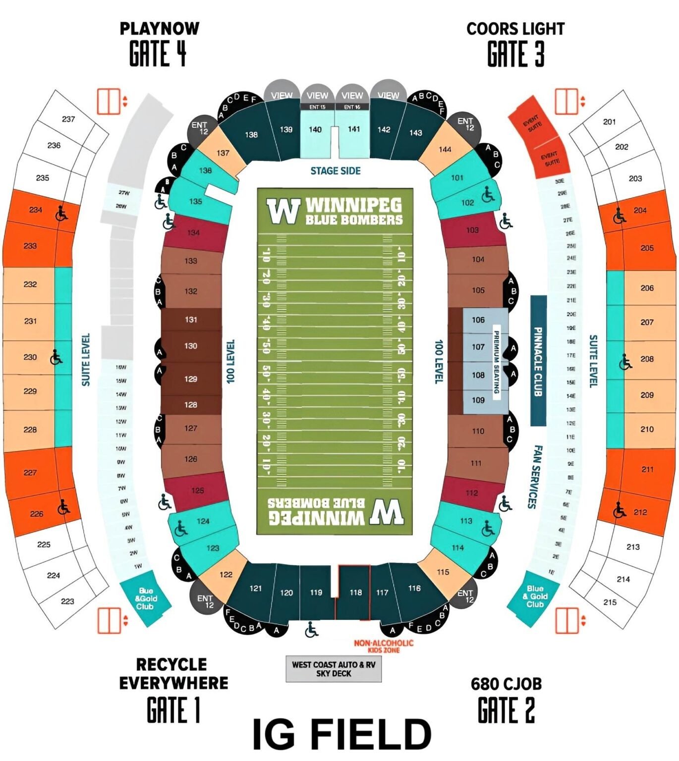 Princess Auto Stadium Seating Chart with Seat Numbers and Rows