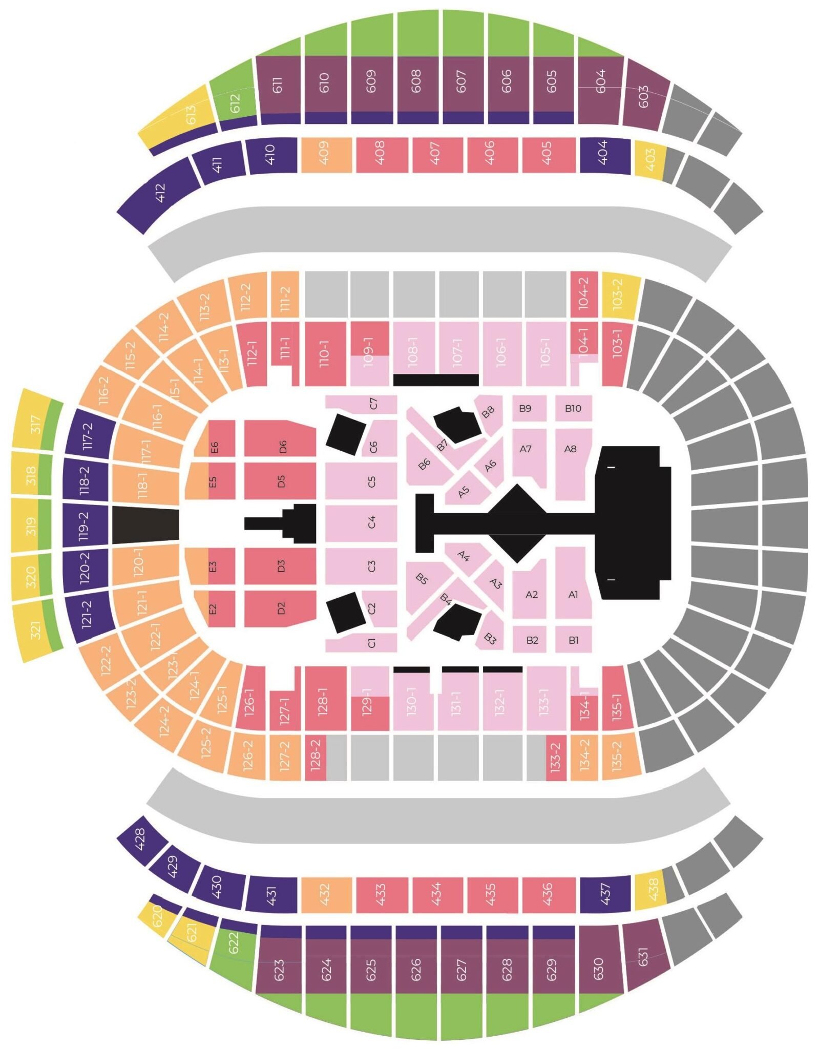 Accor Stadium Seating Map with Seat Numbers and Rows, Stadium Australia