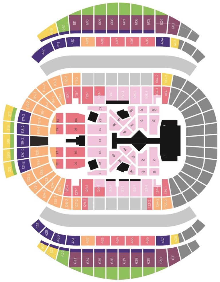 Accor Stadium Seating Map with Seat Numbers and Rows, Stadium Australia
