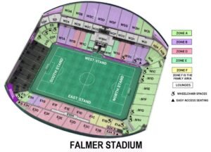Falmer Stadium Seating Plan with Rows, Brighton FC Premier League Map