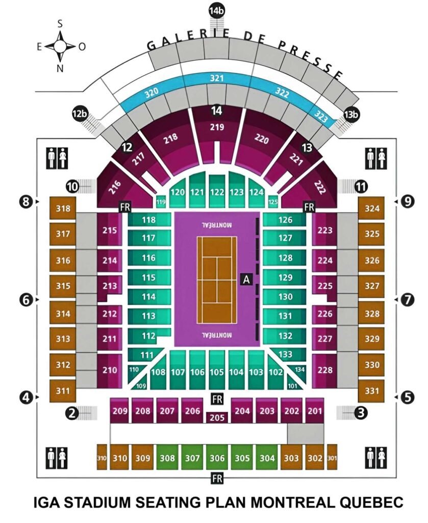 IGA Stadium Seating Chart with Seat Numbers and Rows