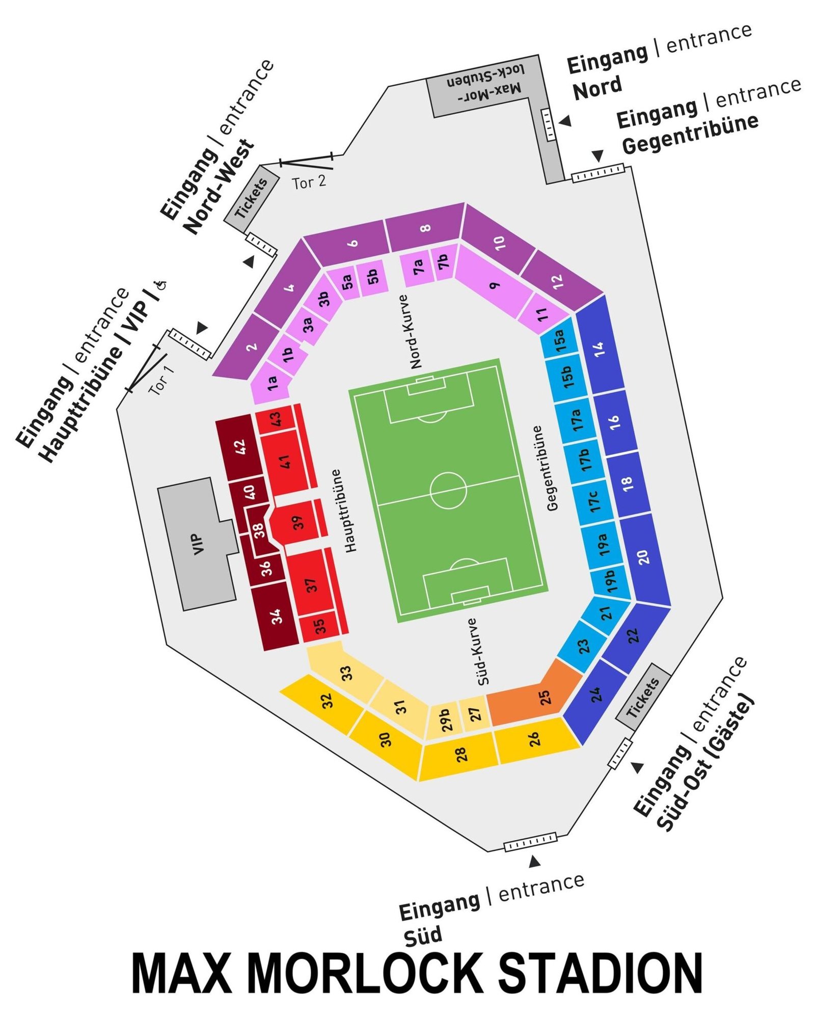 Max Morlock Stadion Seating Chart with Rows and Seat Numbers 2025