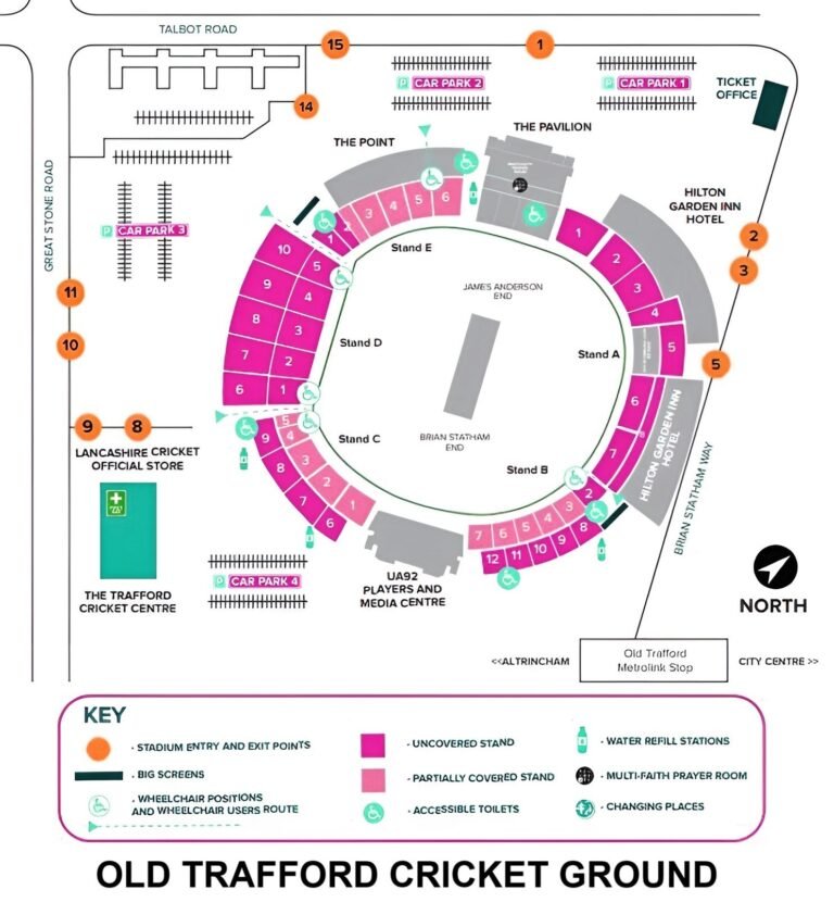 Old Trafford Cricket Ground Seating Chart with Rows and Seat Numbers 2025 Old Trafford Cricket Ground Seating Chart with Rows and Seat Numbers 2025