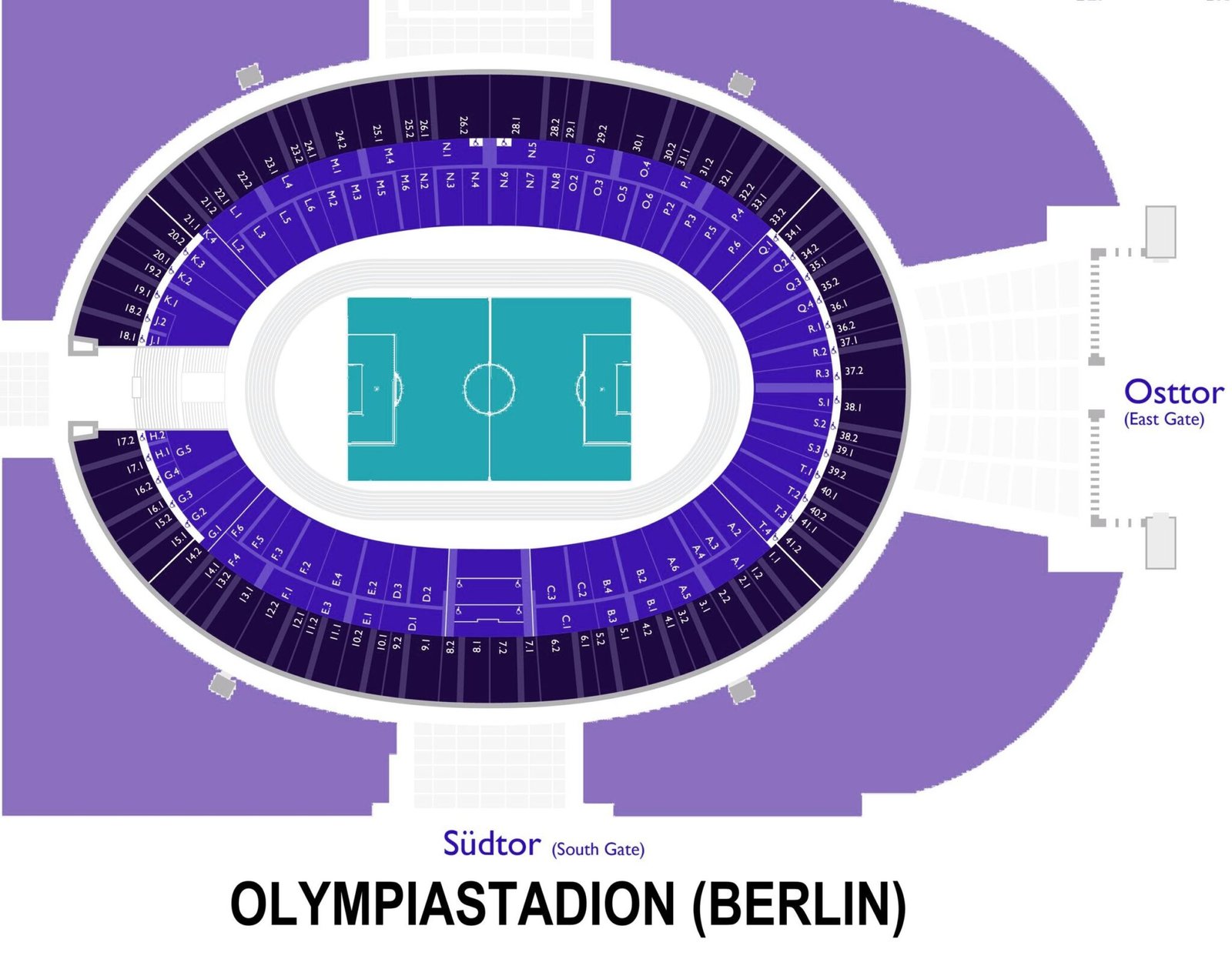 Olympiastadion Berlin Seating Chart with Rows and Seat Numbers 2025