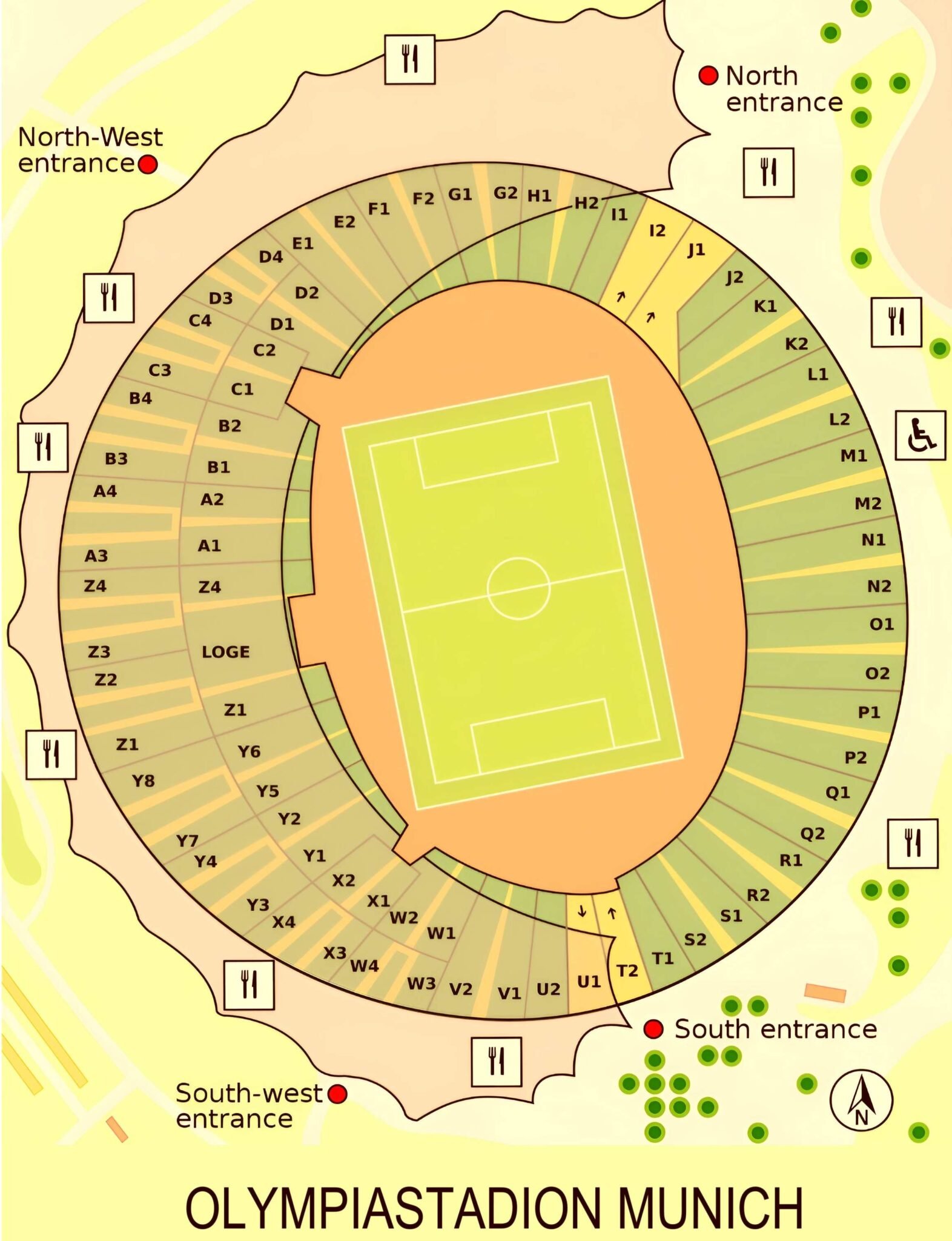 Olympiastadion Munich Seating Plan with Seat Numbers 2026