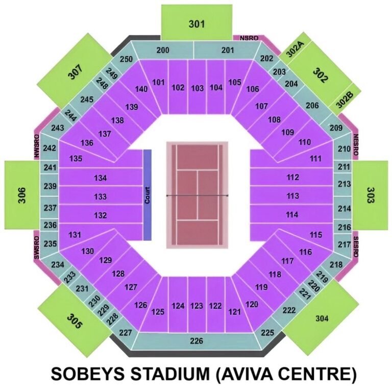 Sobeys Stadium Seating Chart with Seat Numbers and Rows