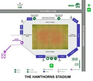 The Hawthorns Seating Chart with Rows and Seat Numbers 2025