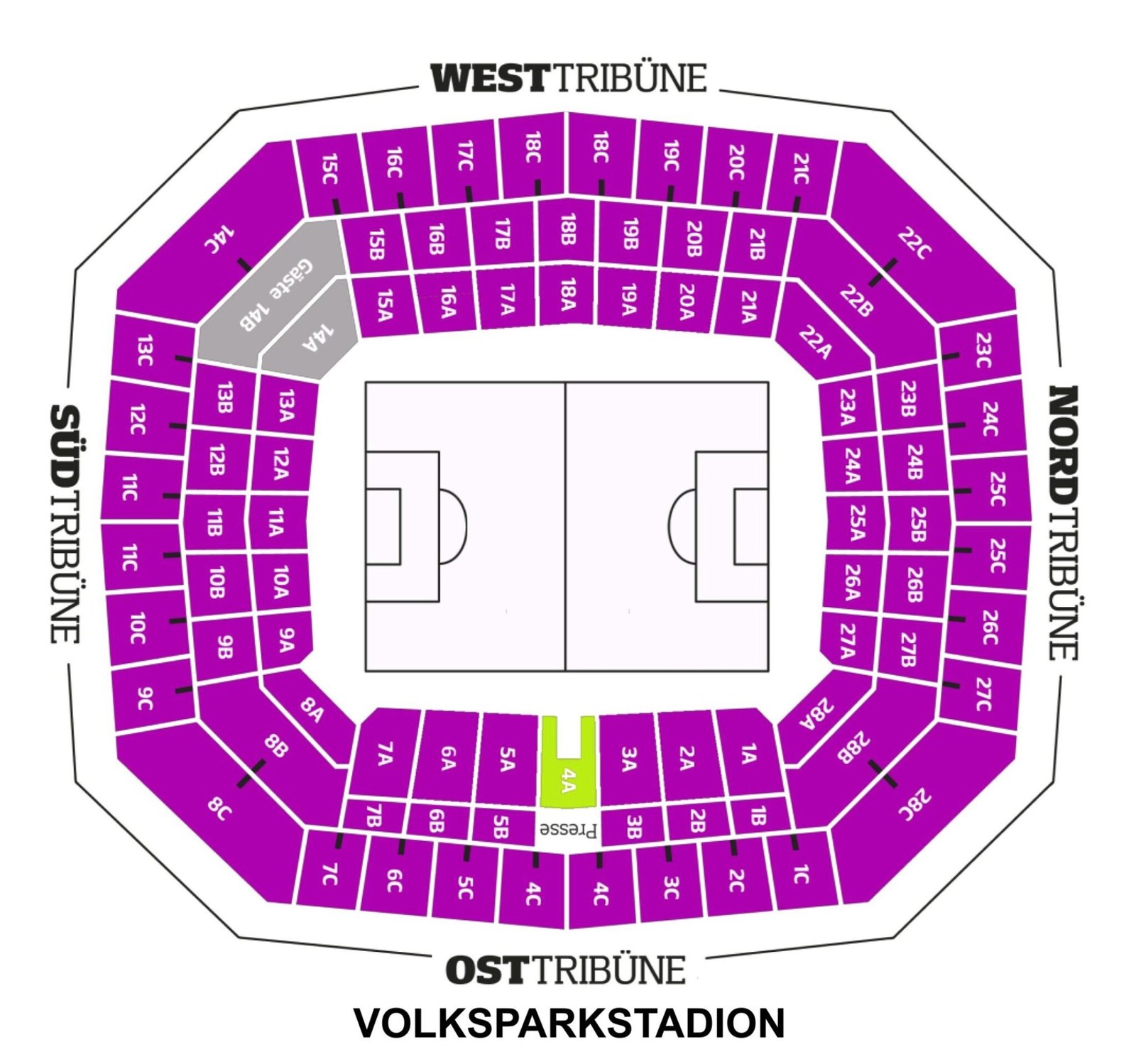 Volksparkstadion Seating Chart with Rows and Seat Numbers 2025