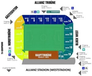 Allianz Stadion Seating Chart with Rows and Seat Numbers 2025