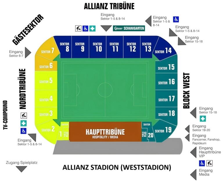 Allianz Stadion Seating Chart with Rows and Seat Numbers 2025