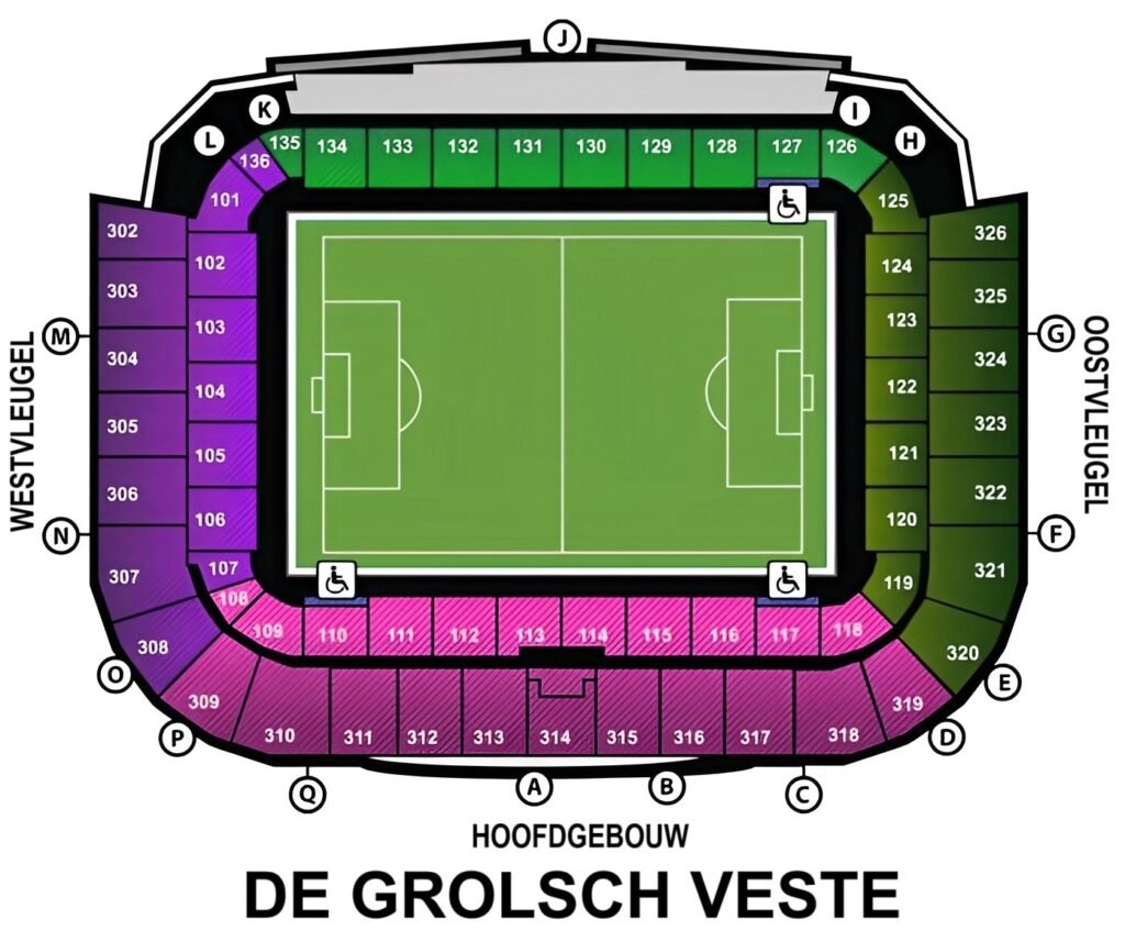 De Grolsch Veste Seating Chart with Rows and Seat Numbers 2025