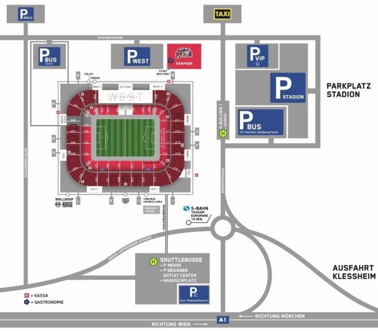 Red Bull Arena Seating Plan with Seat Numbers and Rows