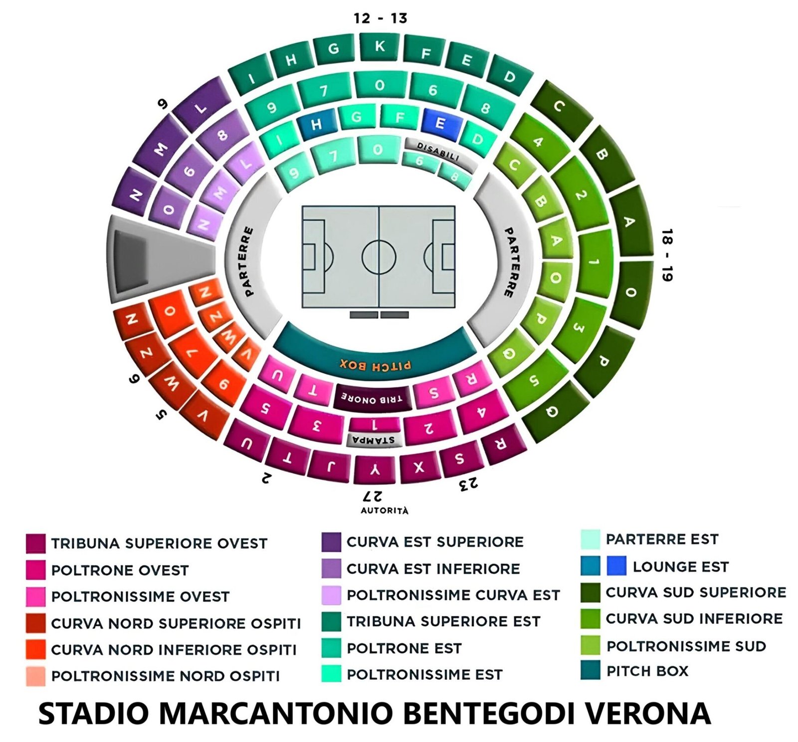 Stadio Marcantonio Bentegodi Seating Chart 2025