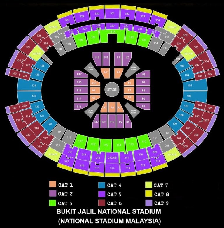 Bukit Jalil National Stadium Seating Chart with Rows and Seat Numbers 2025