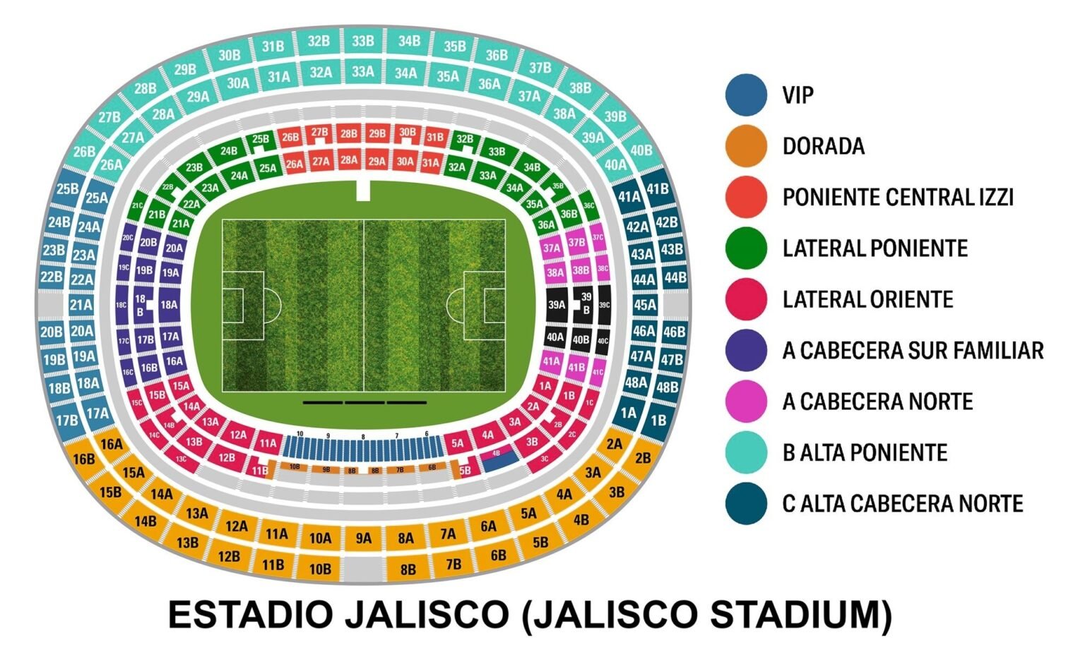 Estadio Jalisco Seating Chart With Seat Numbers And Rows