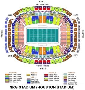NRG Stadium Seating Chart with Seat Numbers and Rows