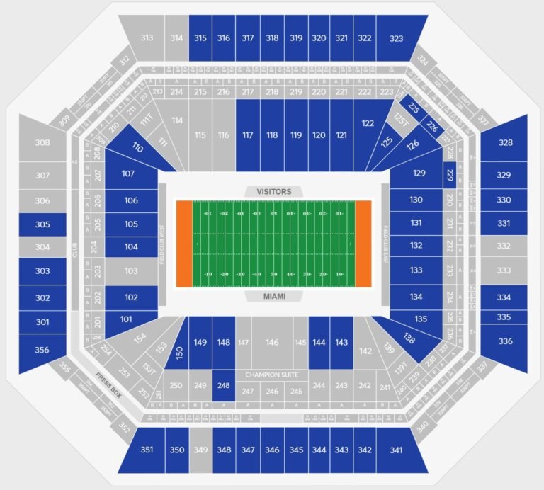 Hard Rock Stadium Seating Chart with Seat Numbers - Best Seats, Events