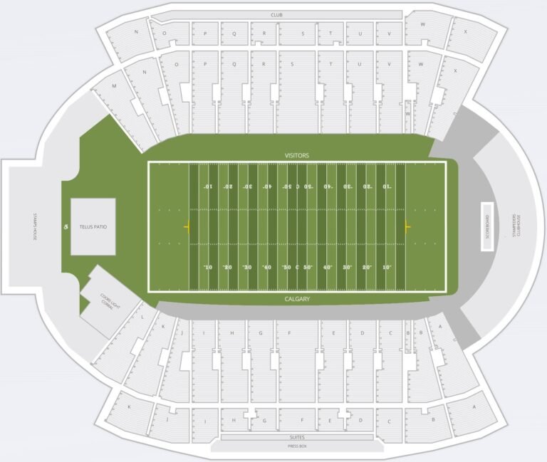 McMahon Stadium Seating Map with Seat Numbers and Rows
