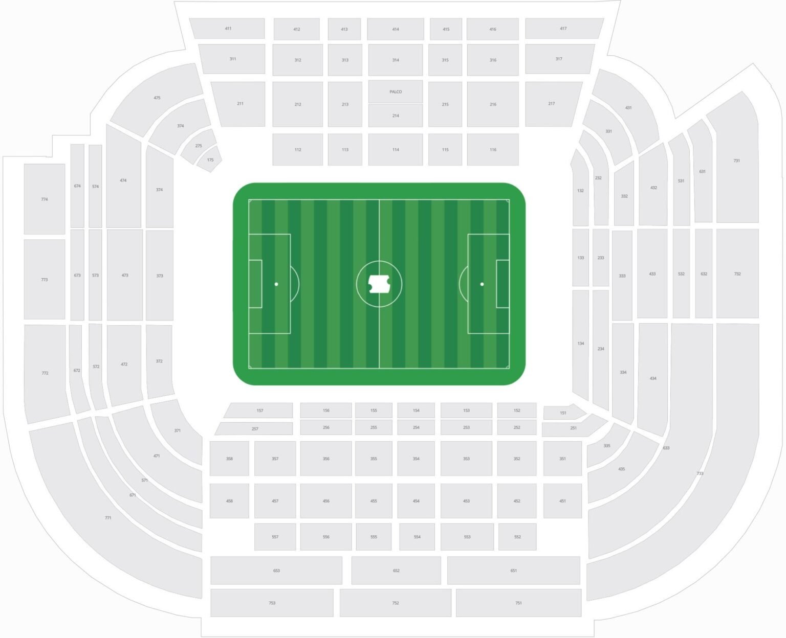 Mestalla Stadium Seating Plan with Seat Numbers, Valencia La Liga Seat Map