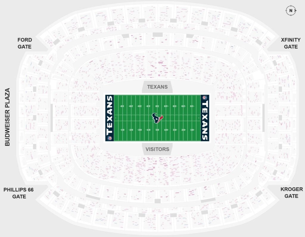 NRG Stadium Seating Chart with Seat Numbers and Rows