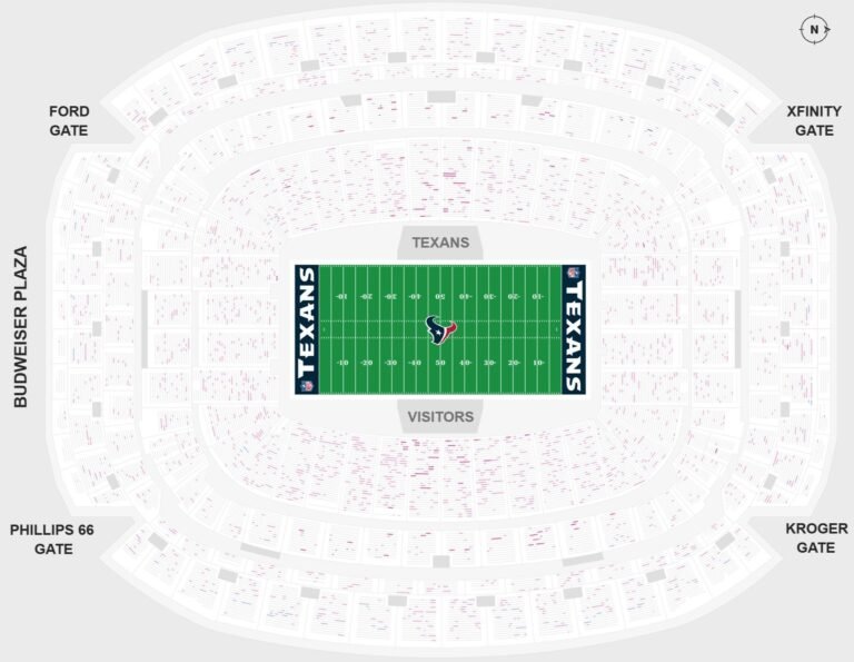 NRG Stadium Seating Chart with Seat Numbers and Rows