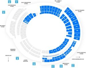 SCG Seating Map with Seat Numbers and Rows, Sydney Cricket Ground