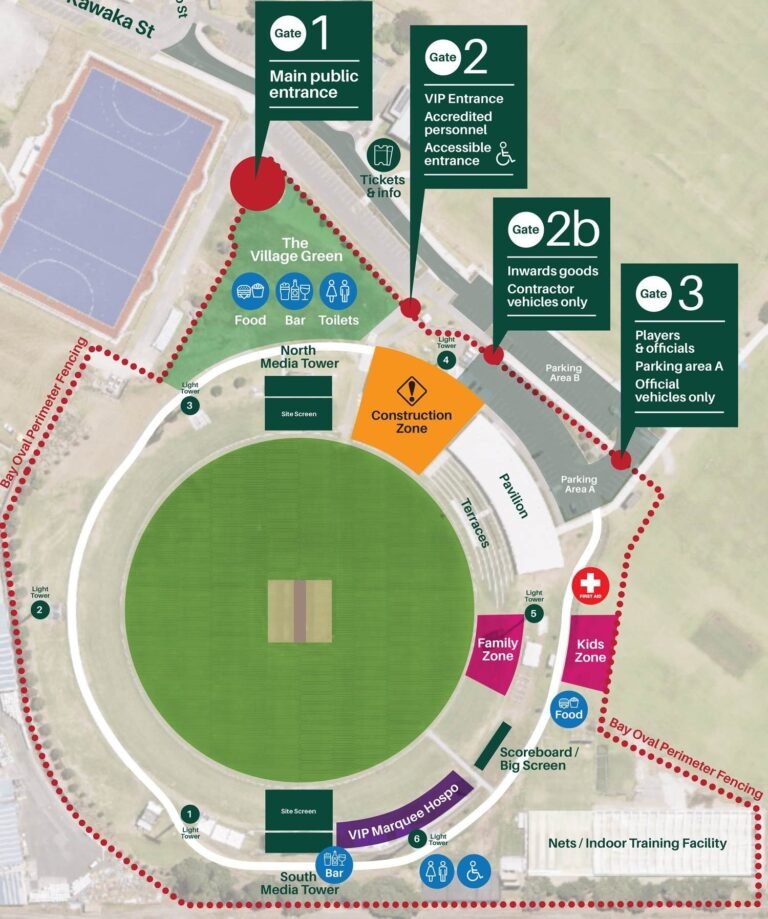 Bay Oval Seating Plan, Bay Oval Stadium Seat Map with Seat Numbers