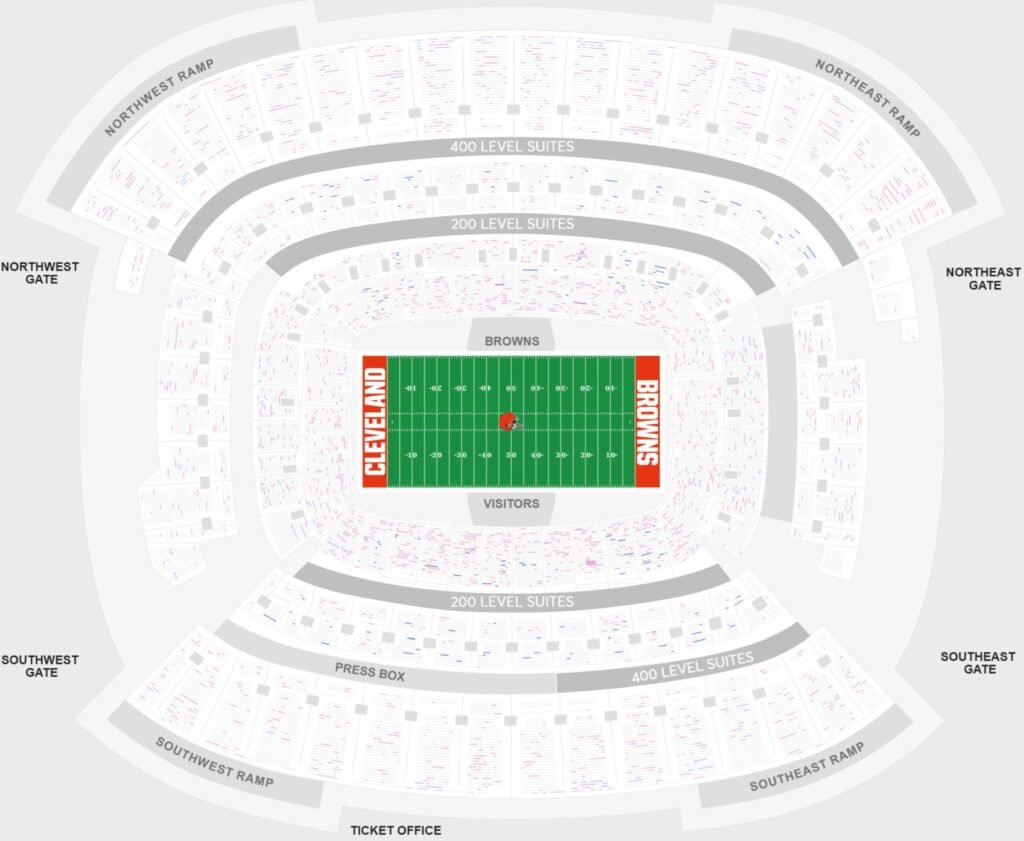 Cleveland Browns Stadium Seating Chart with Seat Numbers and Rows