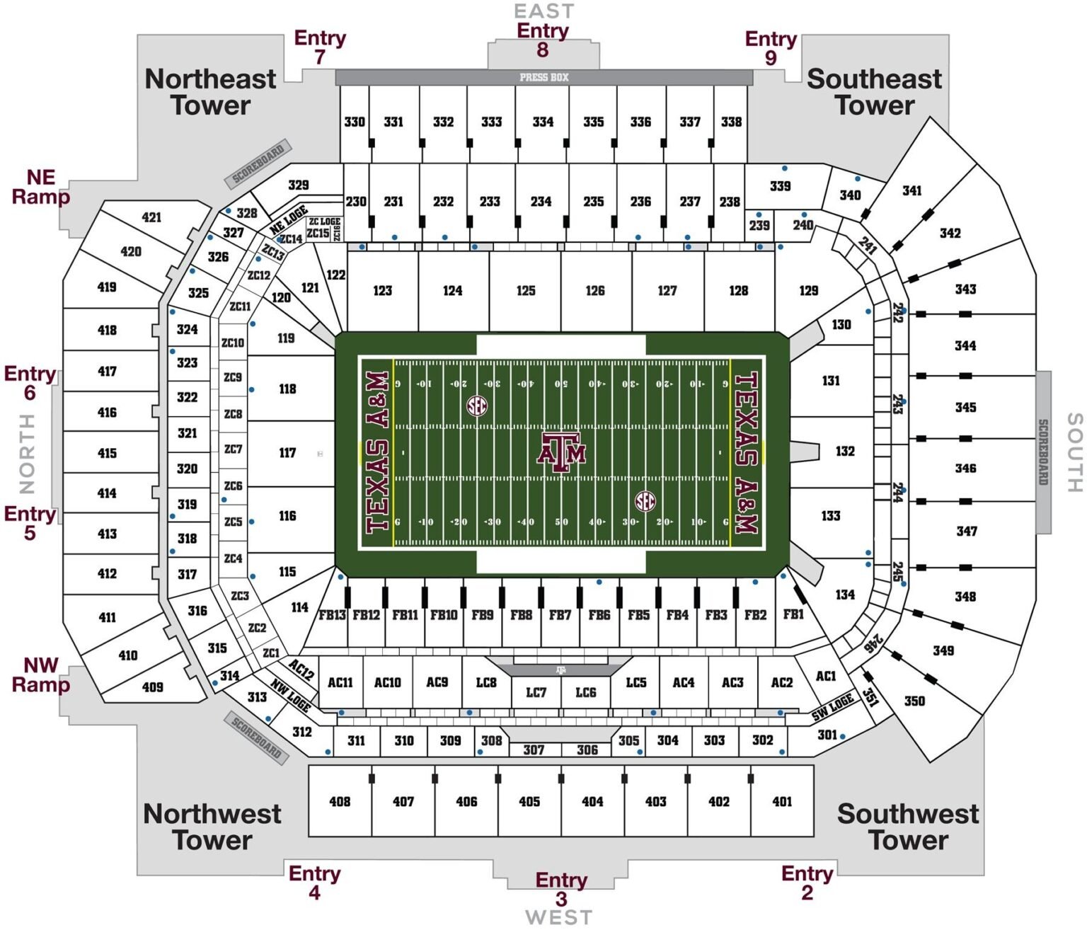 Kyle Field Seating Chart with Seat Numbers, Kyle Field Seating Plan