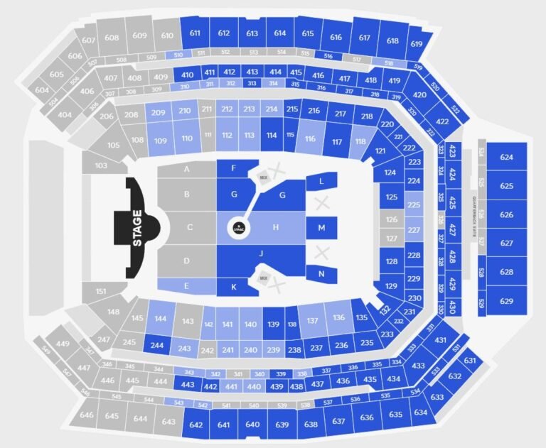Lucas Oil Stadium Seating Chart with Seat Numbers and Rows