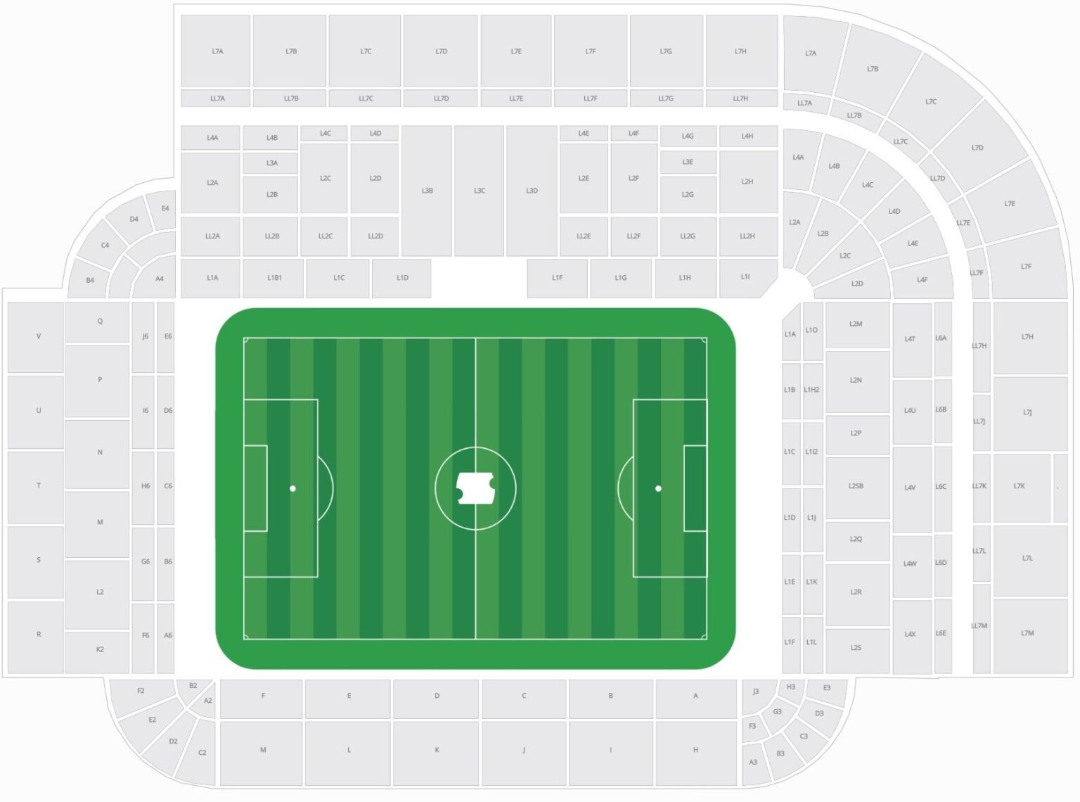 St James' Park Seating Chart with Rows and Seat Numbers 2025