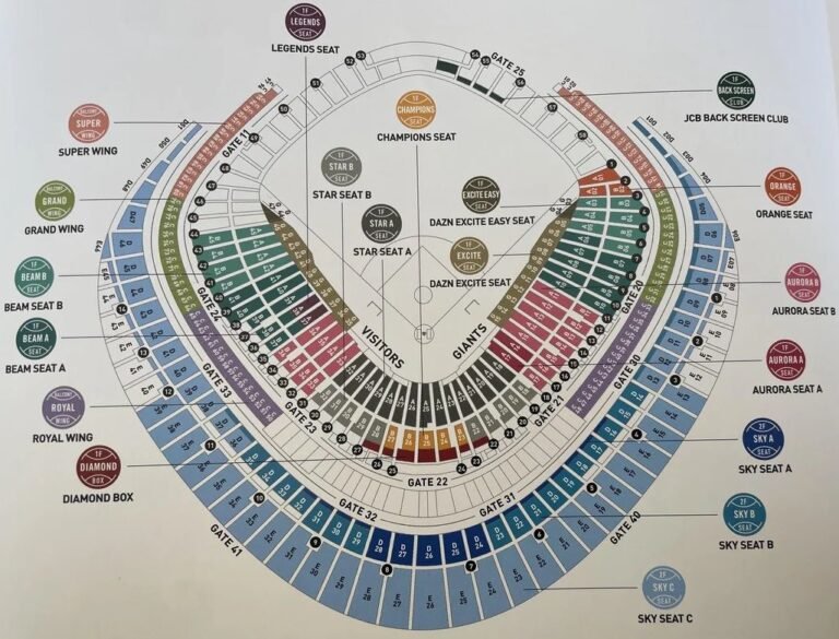 Tokyo Dome Seating Chart with Rows and Seat Numbers 2025