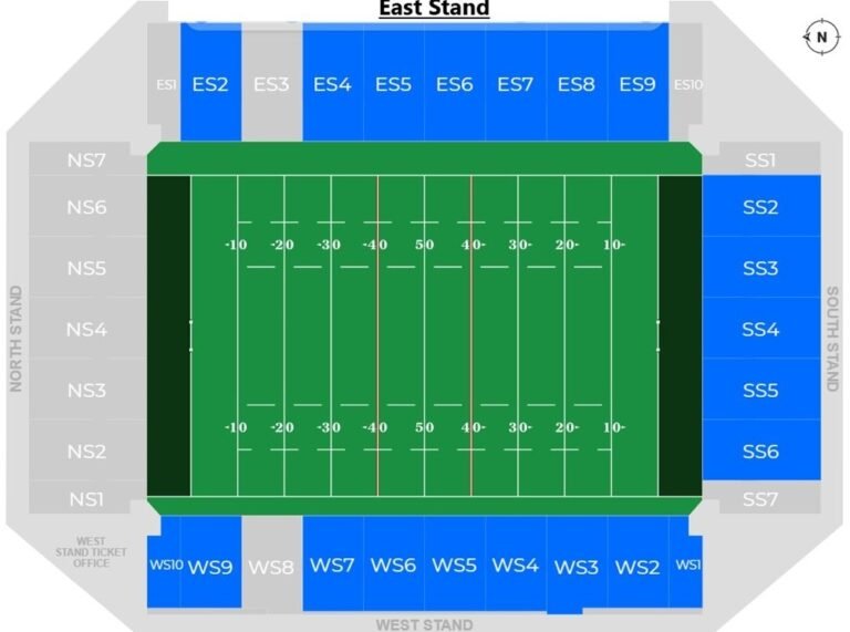 The Brick Community Stadium Seating Plan with Seat Numbers