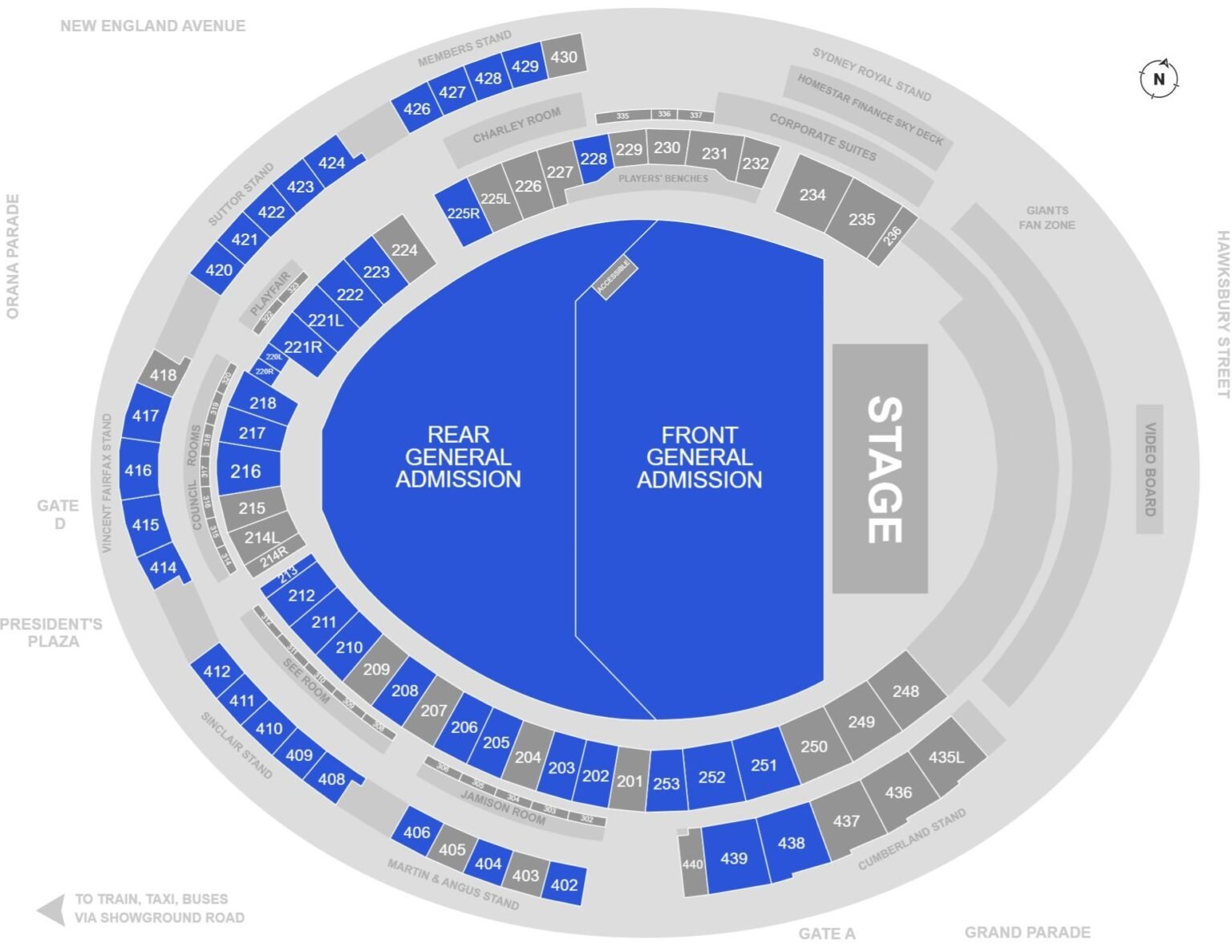 Engie Stadium Seating Plan with Seat Numbers and Rows