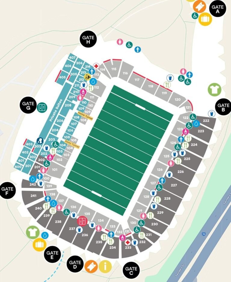 Queensland Country Bank Stadium Seating Map with Seat Numbers
