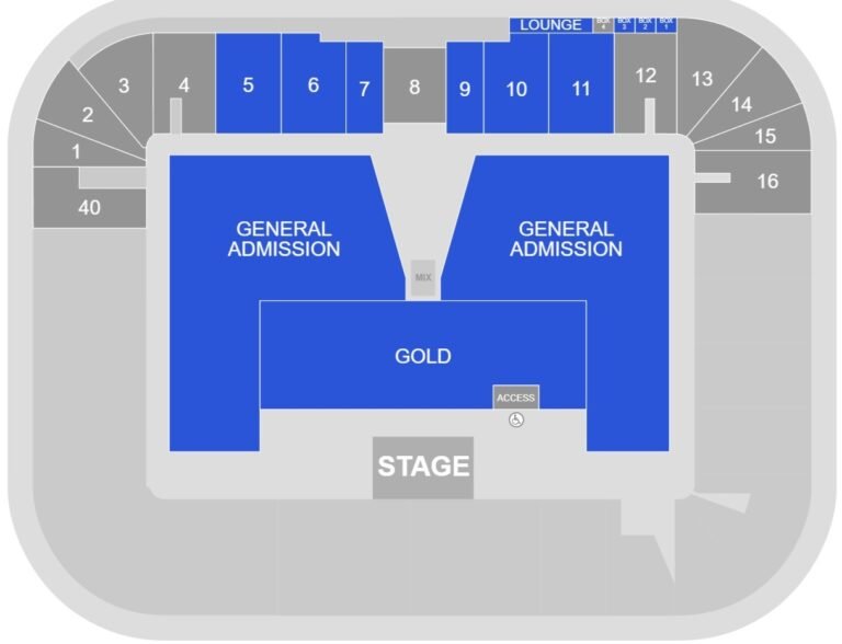 The Darlington Arena Seating Plan with Seat Numbers and Rows