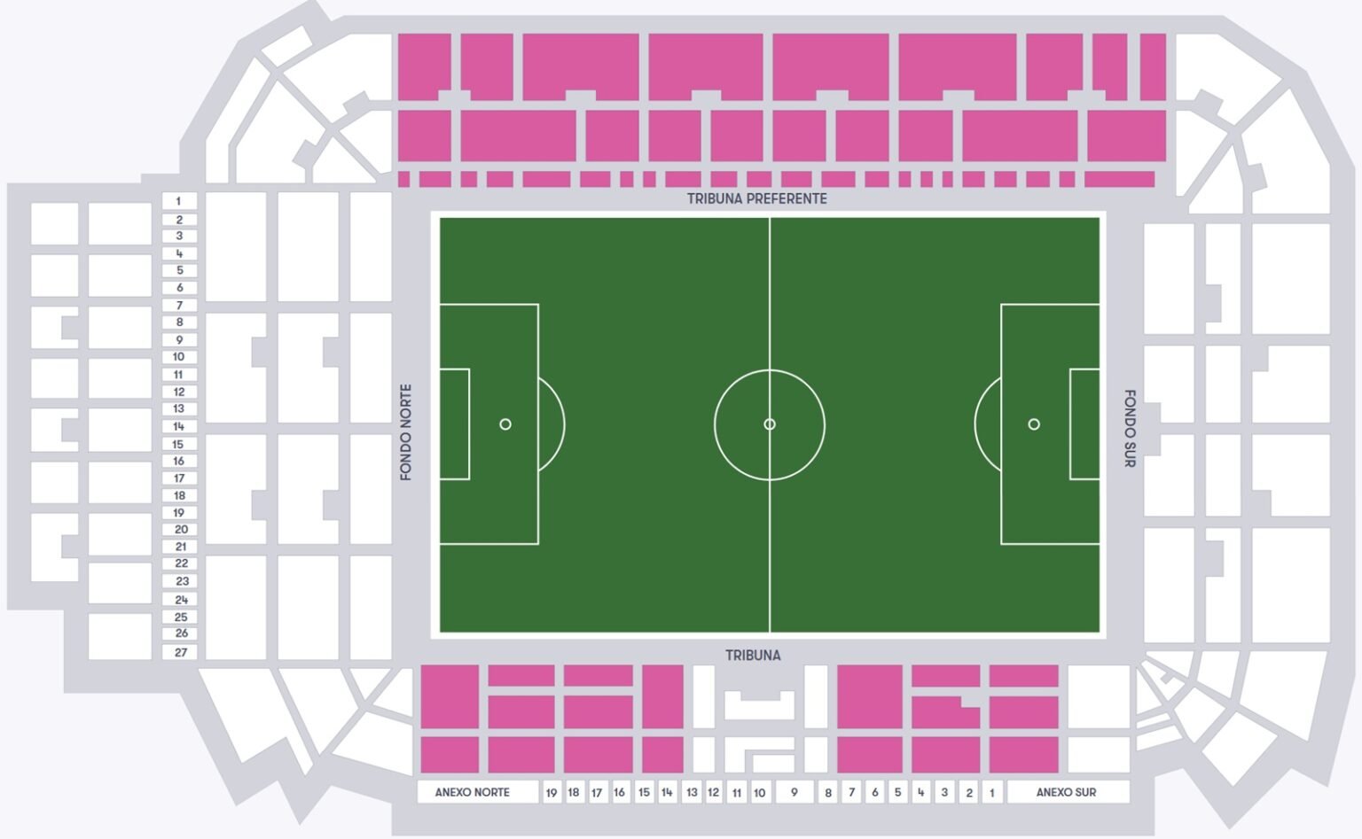 Estadio de la Ceramica Seating Map, Villarreal CF La Liga Seat Map