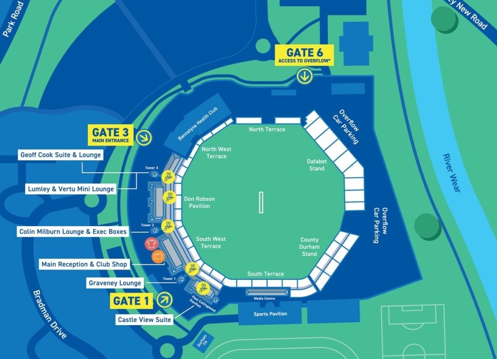 Riverside Ground Seating Plan with Seat Numbers and Rows