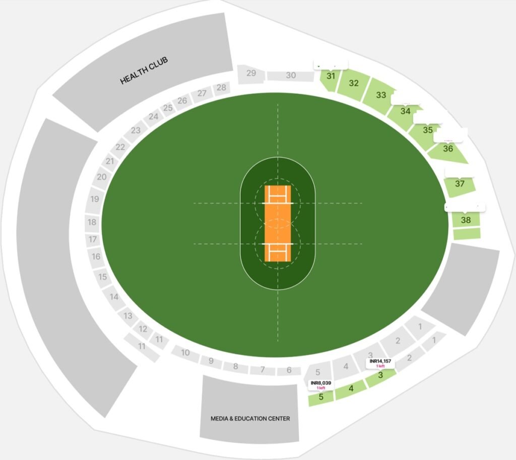 Riverside Ground Seating Plan with Seat Numbers and Rows
