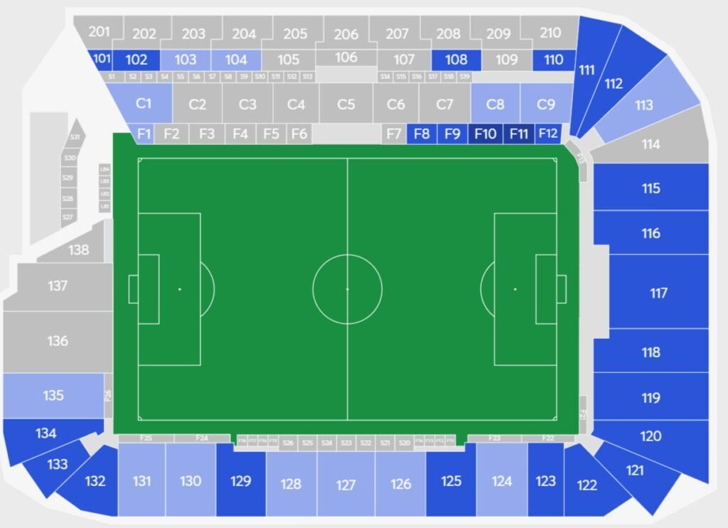 Audi Field Seating Plan with Seat Numbers and Rows - Audi Field Map