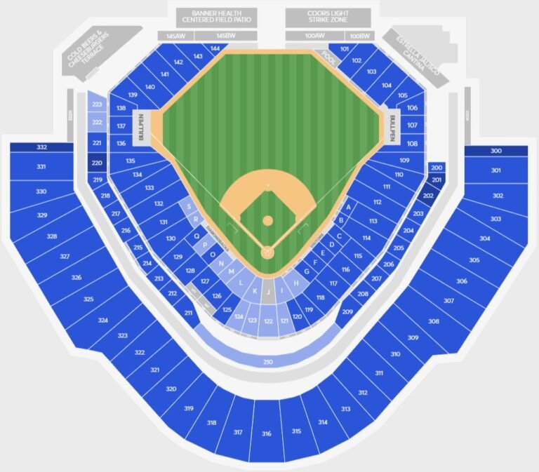 Chase Field Seating Chart with Seat Numbers and Rows