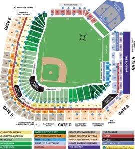 Coors Field Seating Chart with Seat Numbers and Rows, Colorado Rockies Map