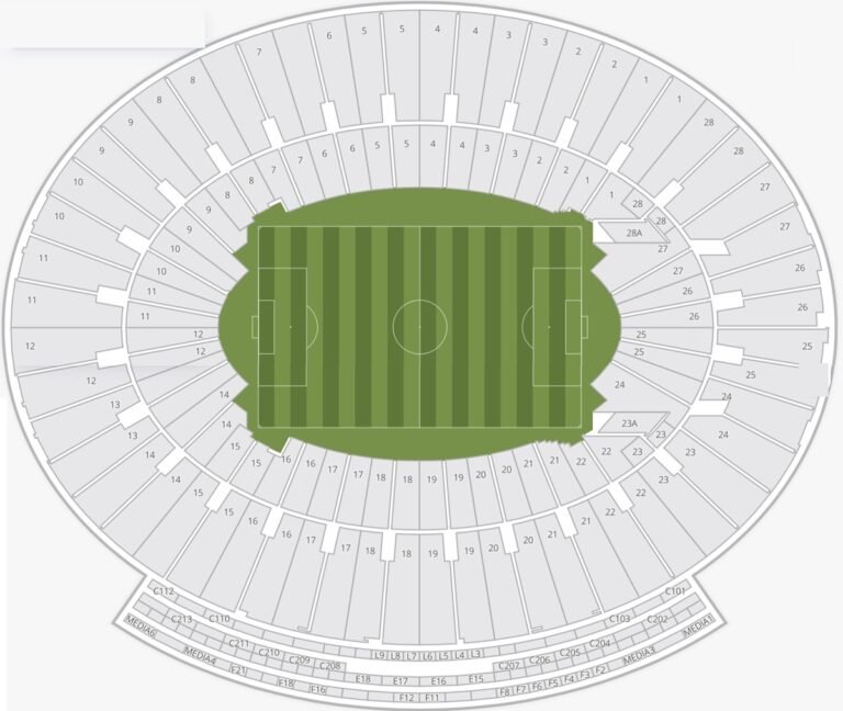 Rose Bowl Stadium Seating Chart with Seat Numbers and Rows, Events 2026