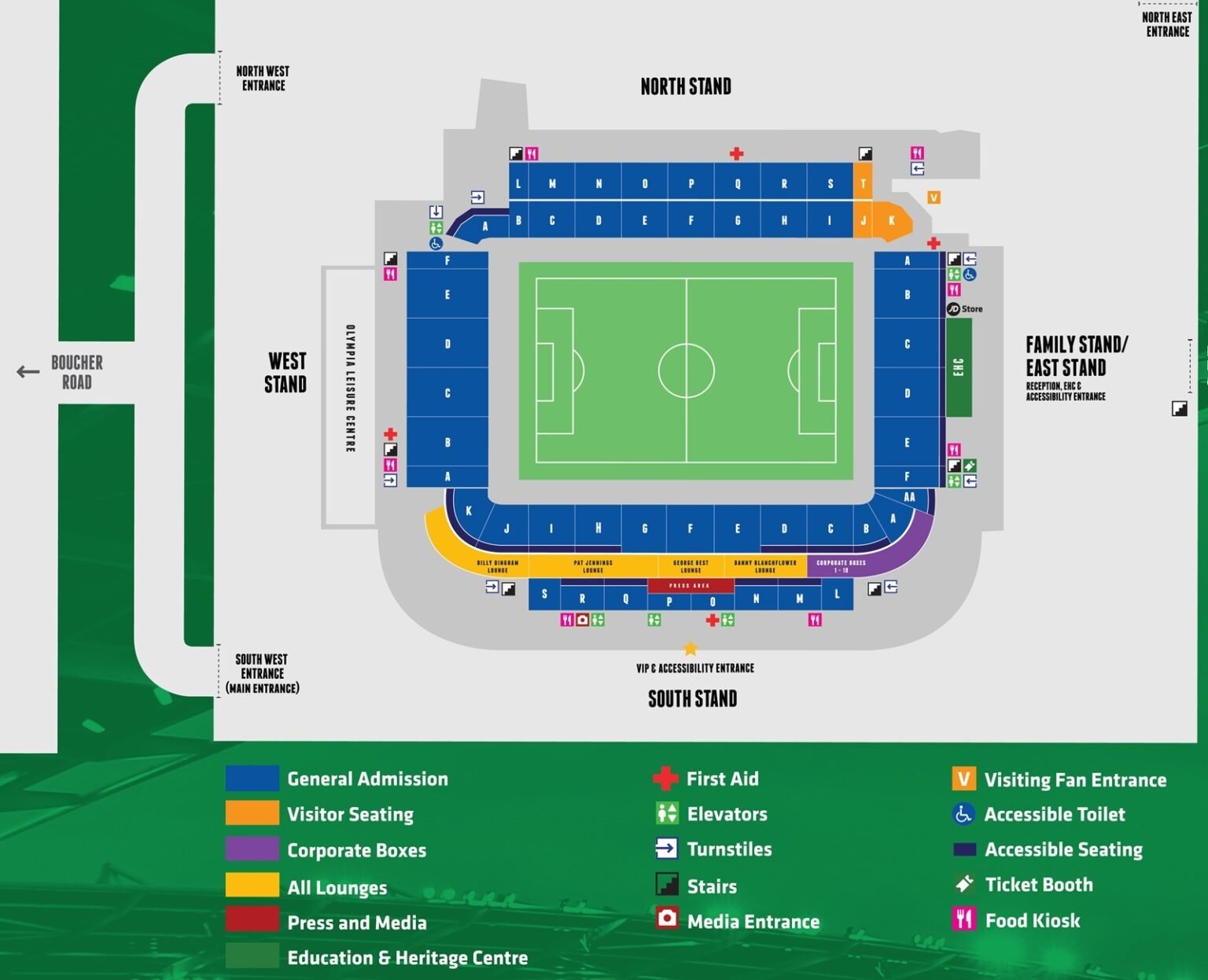 Windsor Park Seating Plan with Seat Number and Rows - National Football ...