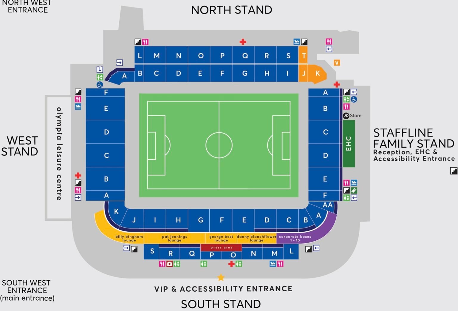 Windsor Park Seating Plan with Seat Number and Rows - National Football ...