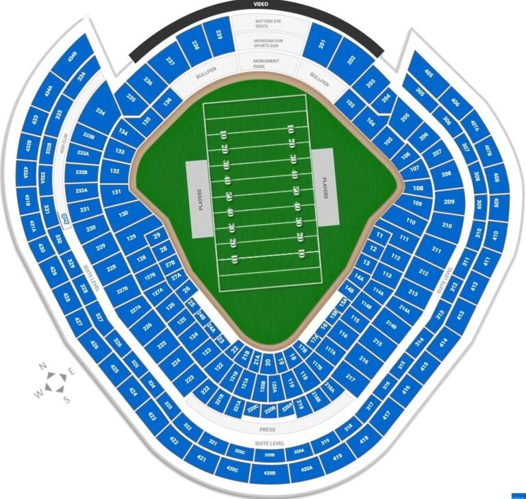 Yankee Stadium Seating Chart with Seat Numbers and Rows