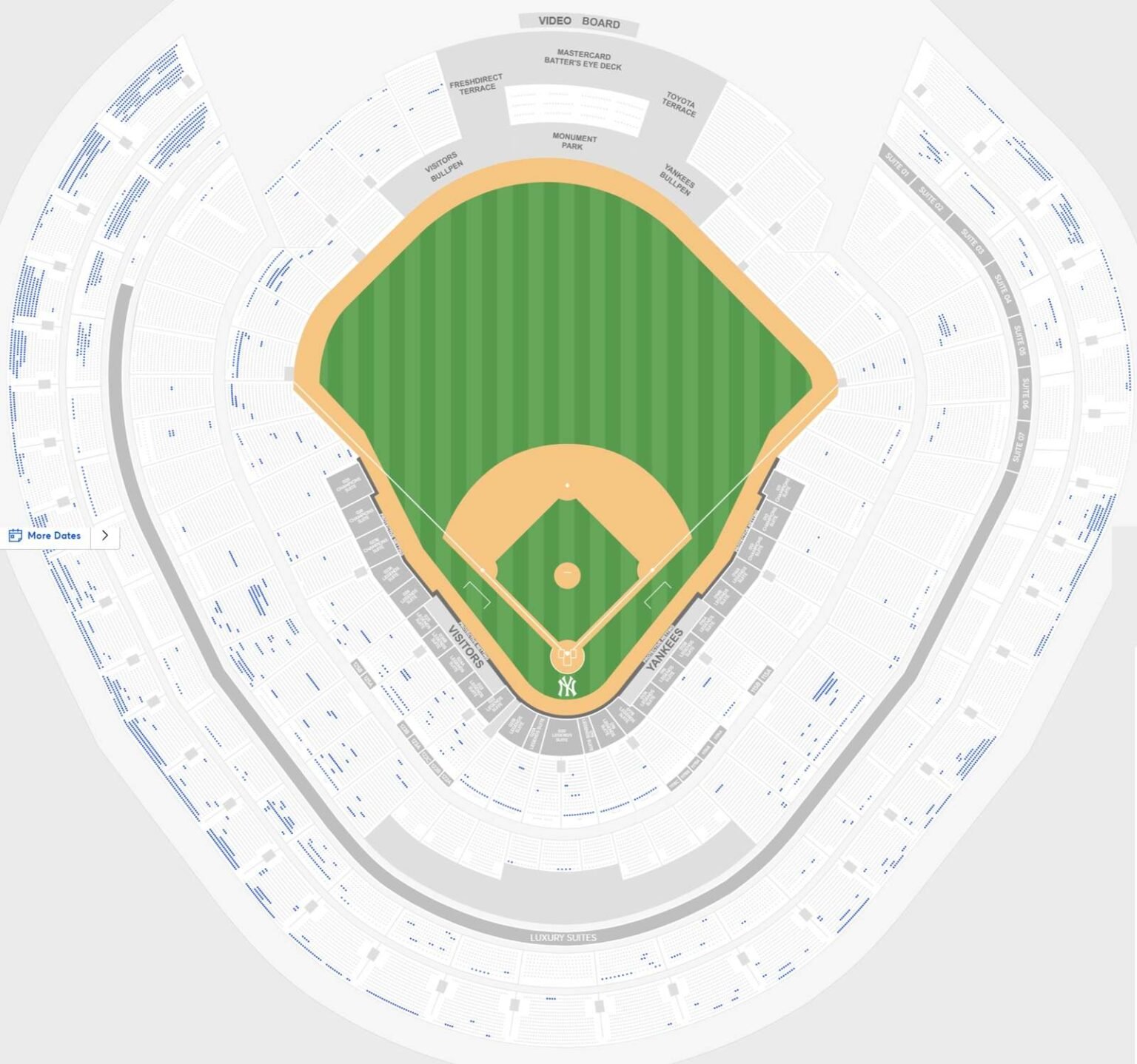 Yankee Stadium Seating Chart with Seat Numbers and Rows