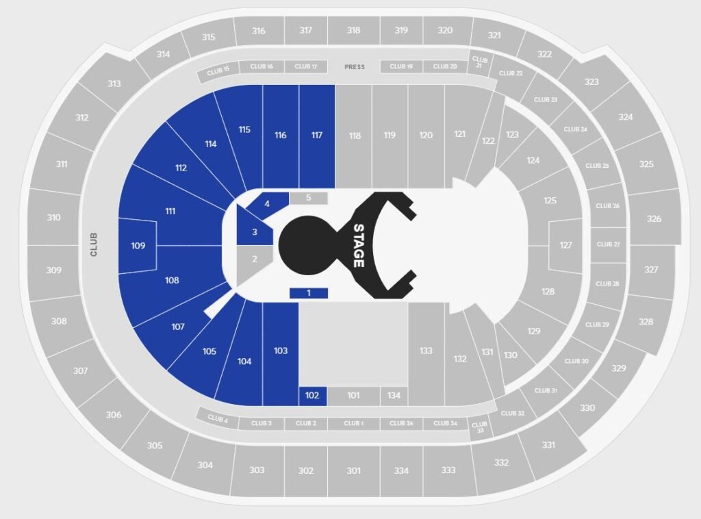 Amerant Bank Arena Seating Chart with Seat Numbers and Rows