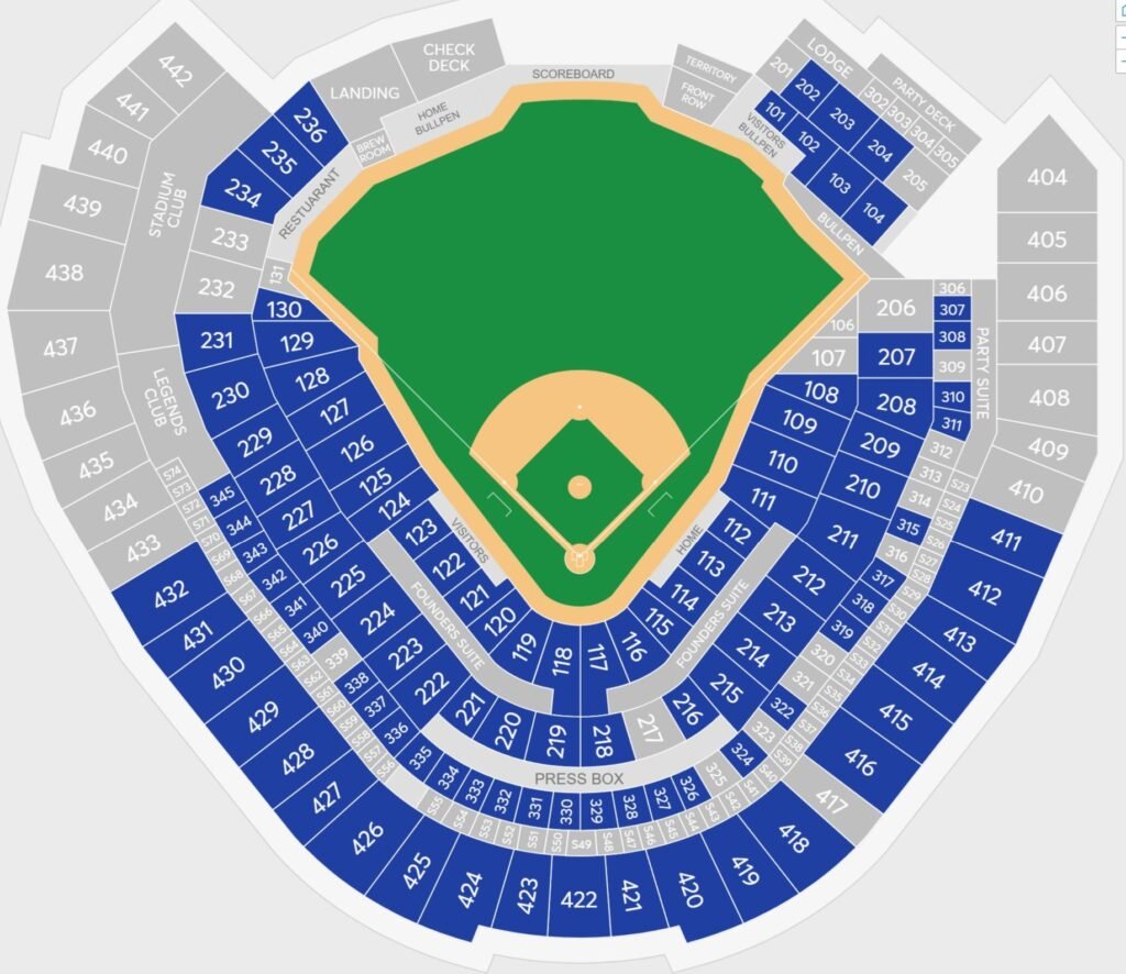 American Family Field Seating Chart with Seat Numbers and Rows