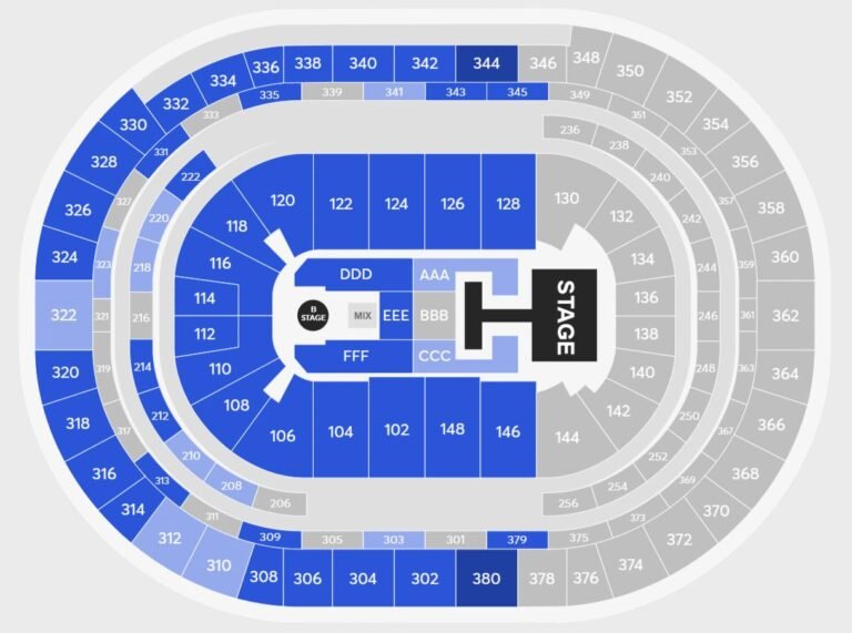 Ball Arena Seating Chart with Seat Numbers and Rows